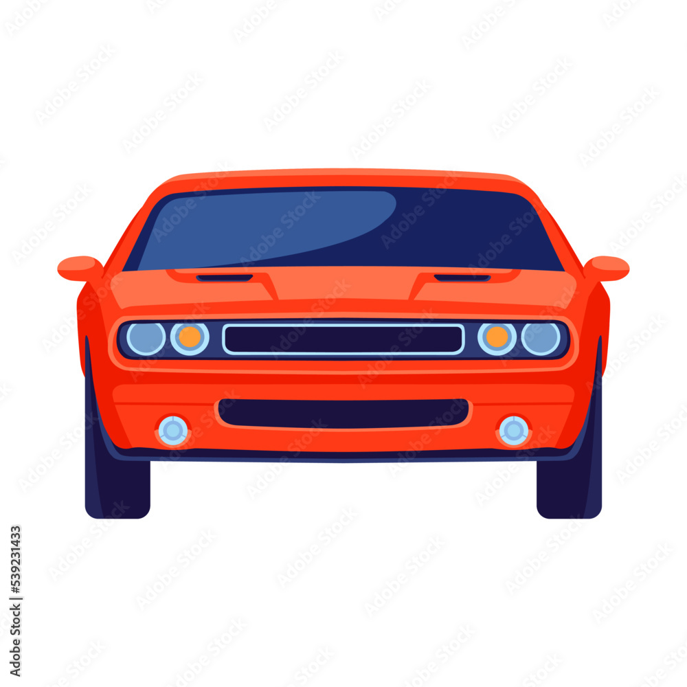 Front view red sedan car vector illustration. Cartoon vehicles, car ...