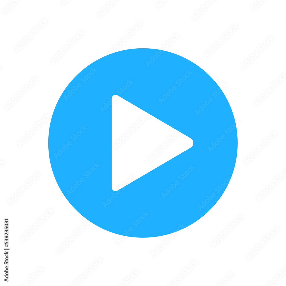 blue Play button icon transparent png Stock Illustration | Adobe Stock