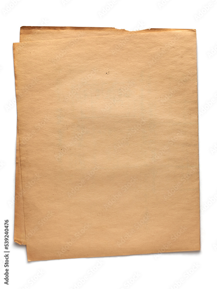 old grunge folded paper background, blank vintage discolored paper ...