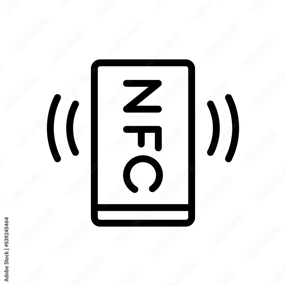 NFC wireless payment technology black icon. NFC mobile phone sign ...