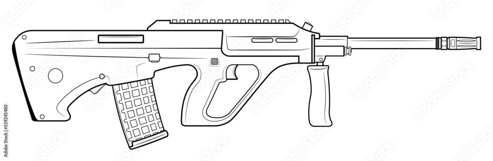 Vector illustration of the austrian bullpup automatic rifle with ...