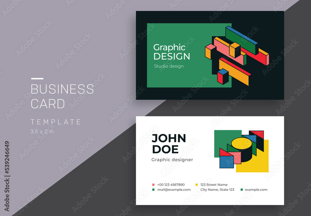 Graphic Design Business Card Layout Stock Template | Adobe Stock