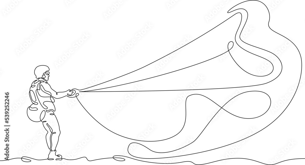 One continuous line. Paraglider with a paraglider. Extreme sport ...