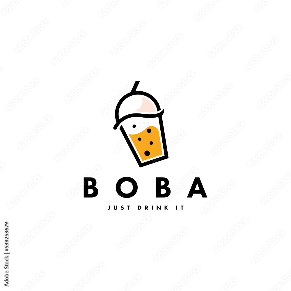 Bubble Drink Logo Design Concept Vector. Boba Drink Logo Template ...