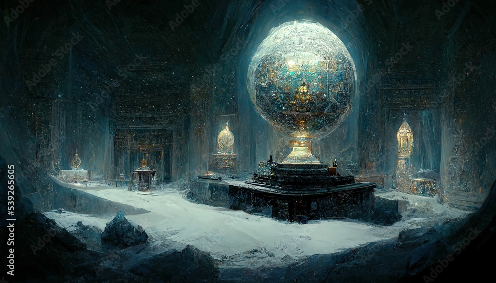 Great sacred ice temple with hemispherical vault, chapel with ...