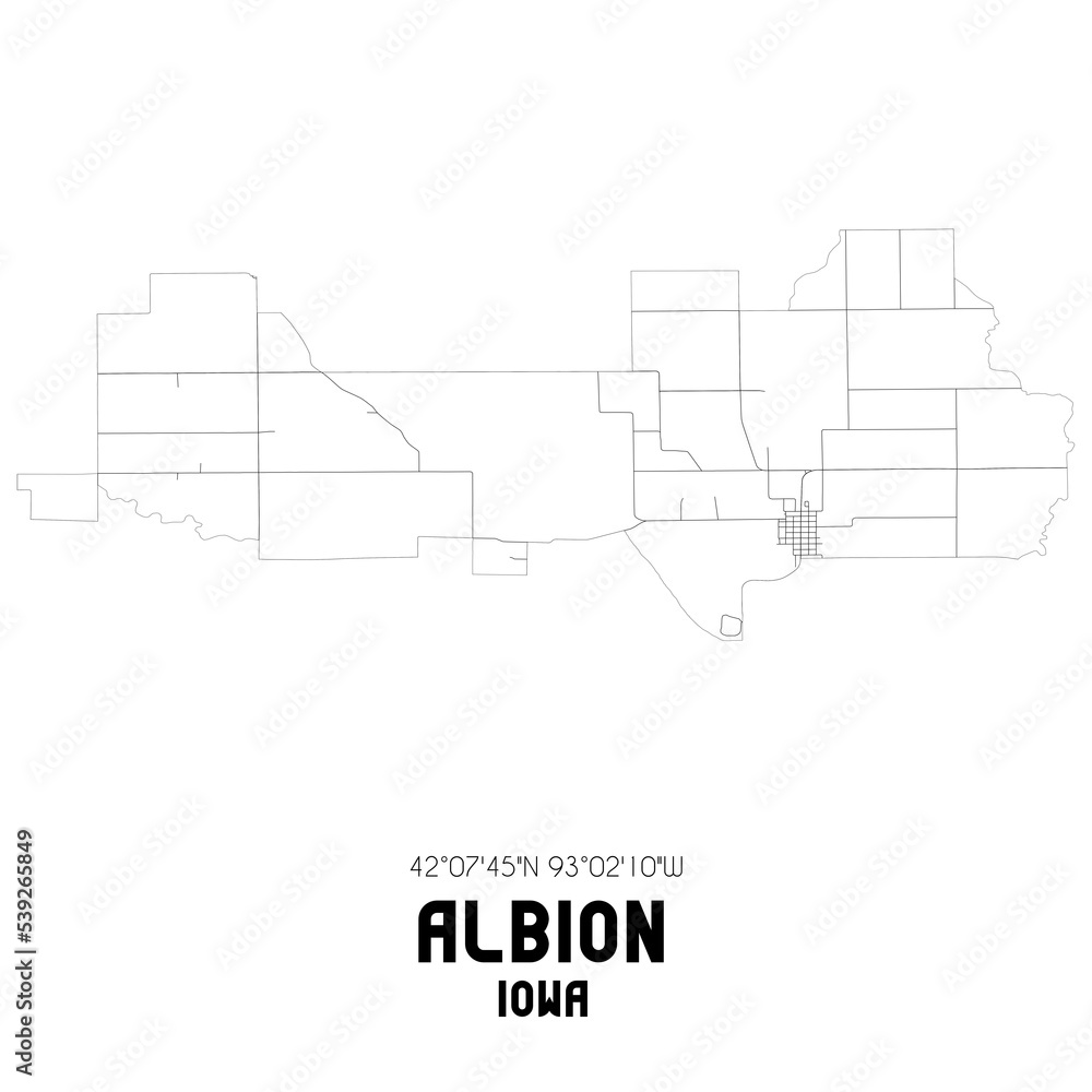 Albion Iowa. US street map with black and white lines. Stock ...