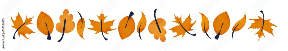 Autumn leaves border vector illustration isolated on transparent ...