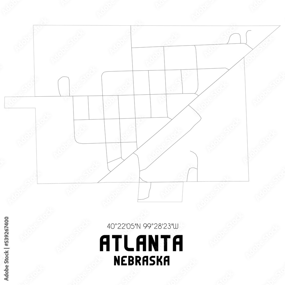Atlanta Nebraska. US street map with black and white lines. Stock ...