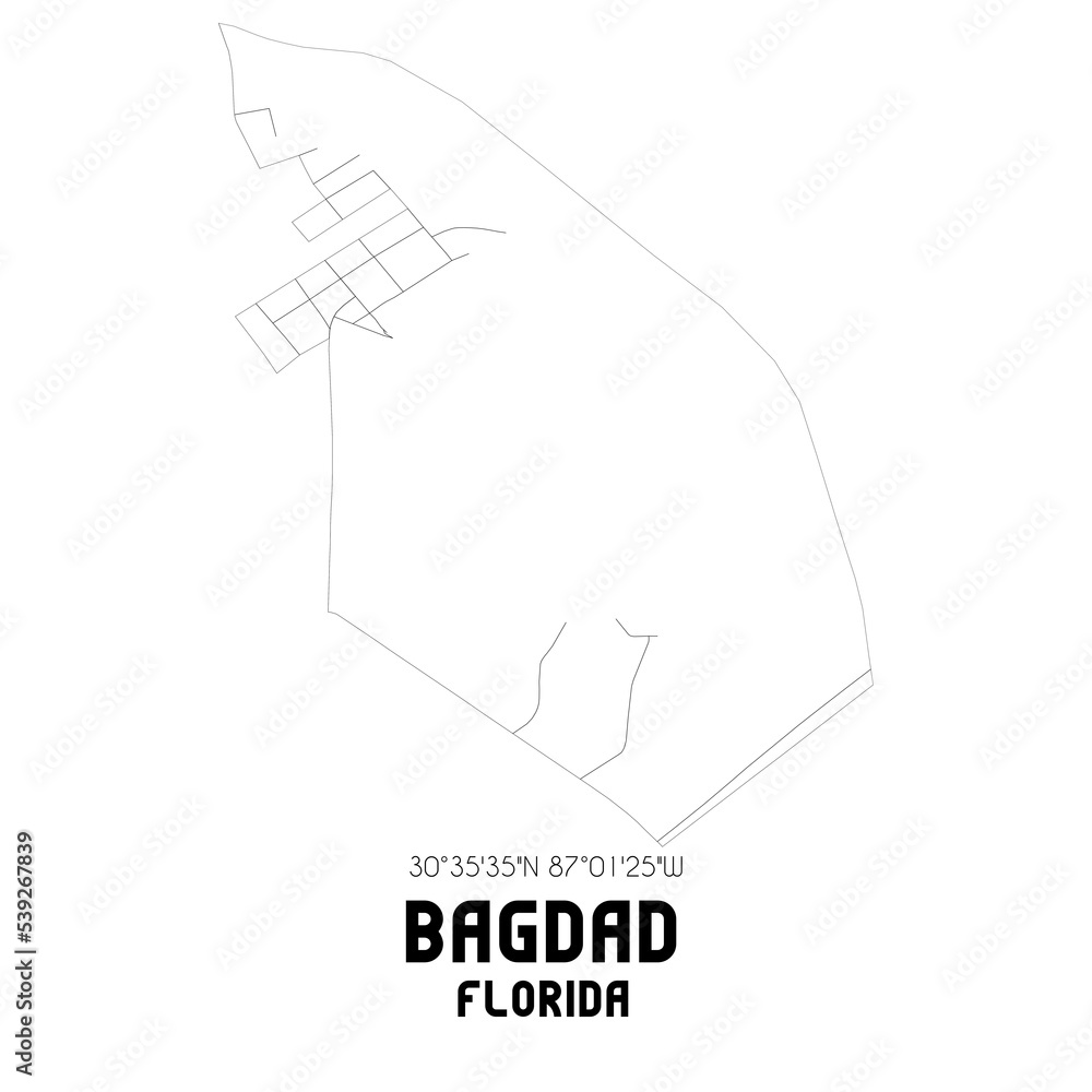 Bagdad Florida. US street map with black and white lines. Stock ...