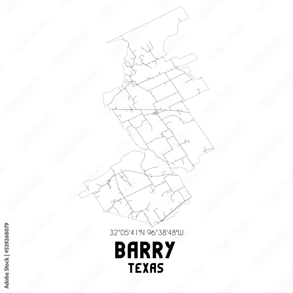 Fototapeta mapa świata dla dzieci Barry Texas. US street map with black ...