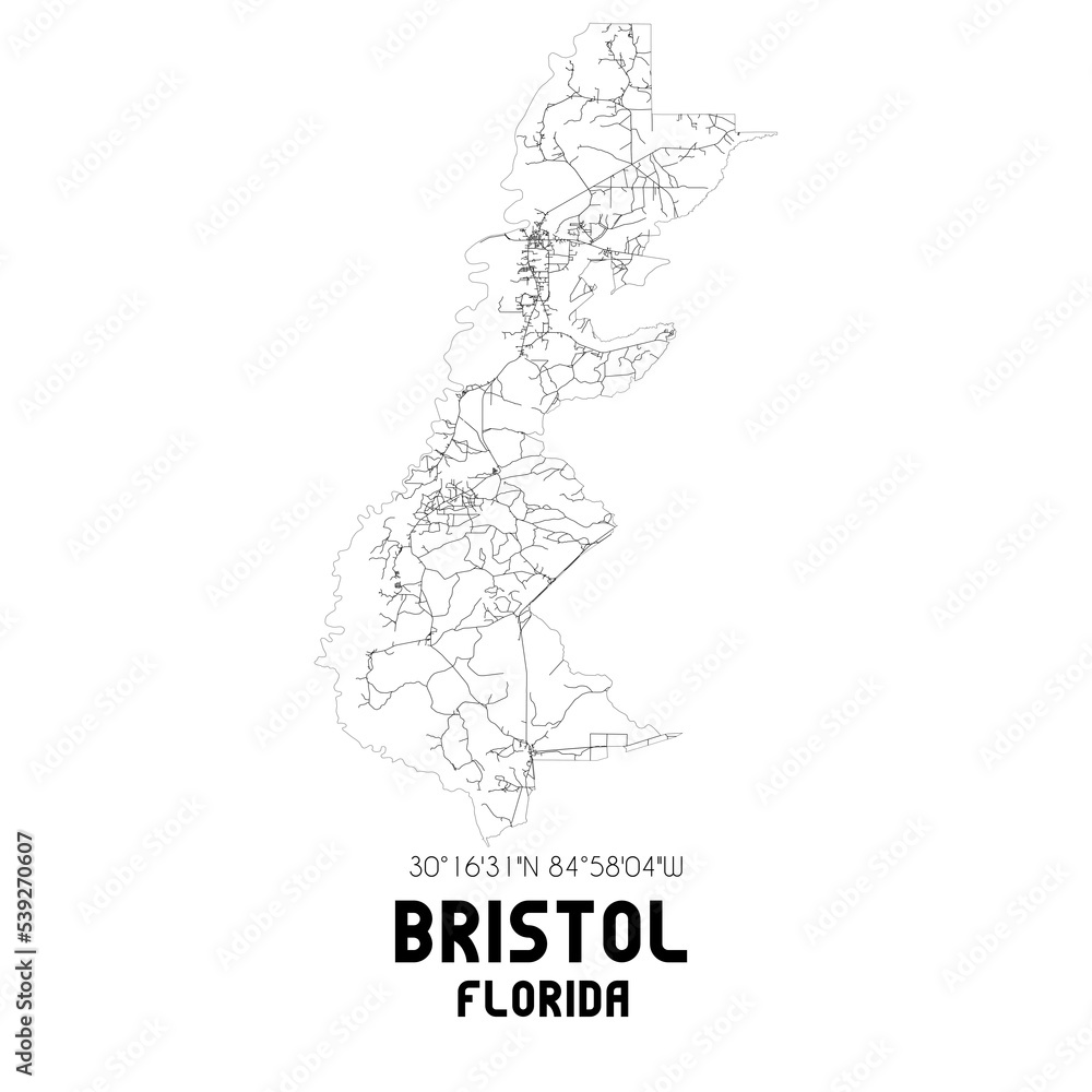 Fototapeta mapa świata dla dzieci Bristol Florida. US street map with ...
