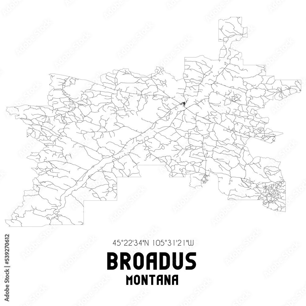 Fototapeta mapa świata dla dzieci Broadus Montana. US street map with ...