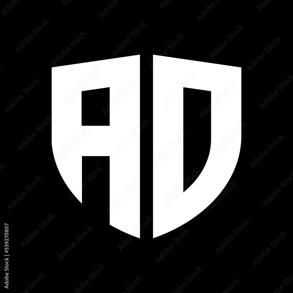 ad letter logo with black background. ad icon design with black ...