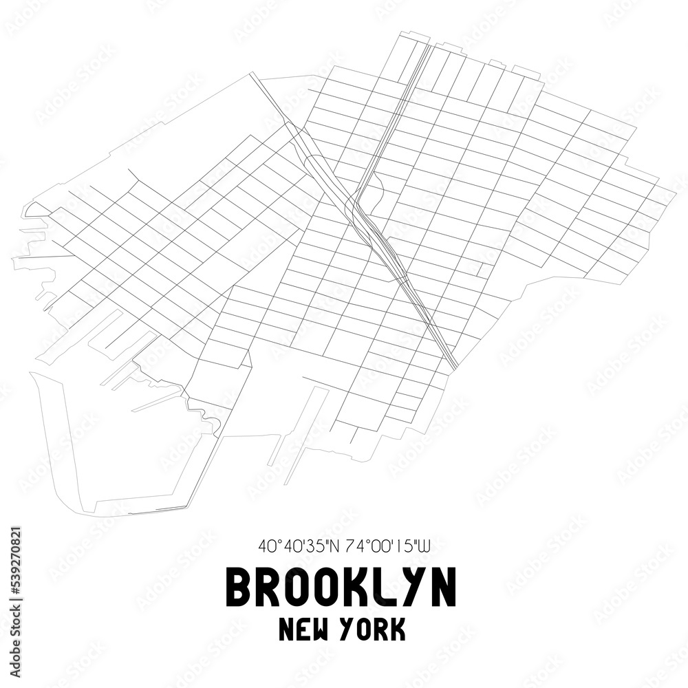 Brooklyn New York. US street map with black and white lines. Stock ...