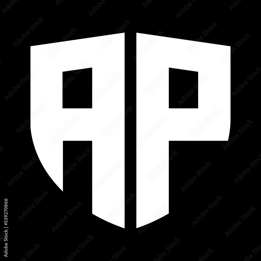 ap letter logo with black background. ap icon design with monogram ...