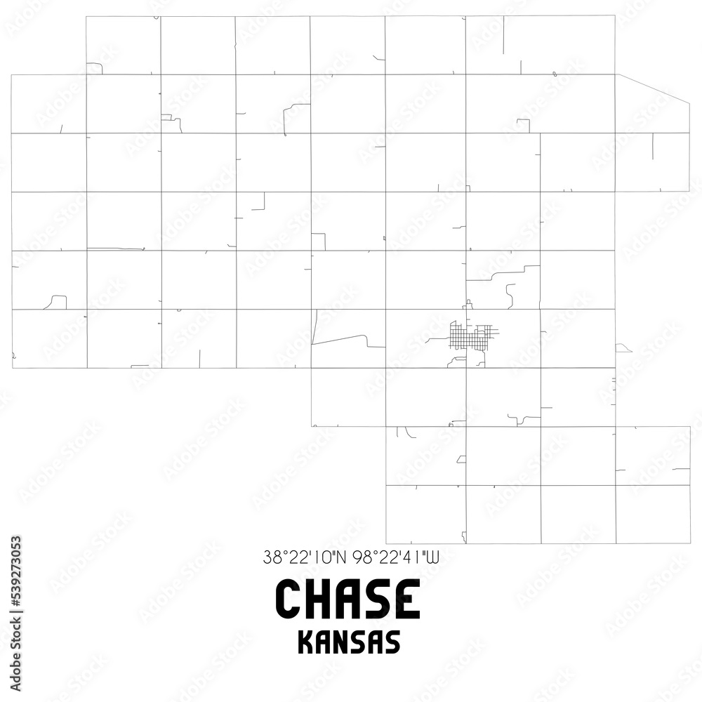Chase Kansas. US street map with black and white lines. Stock ...