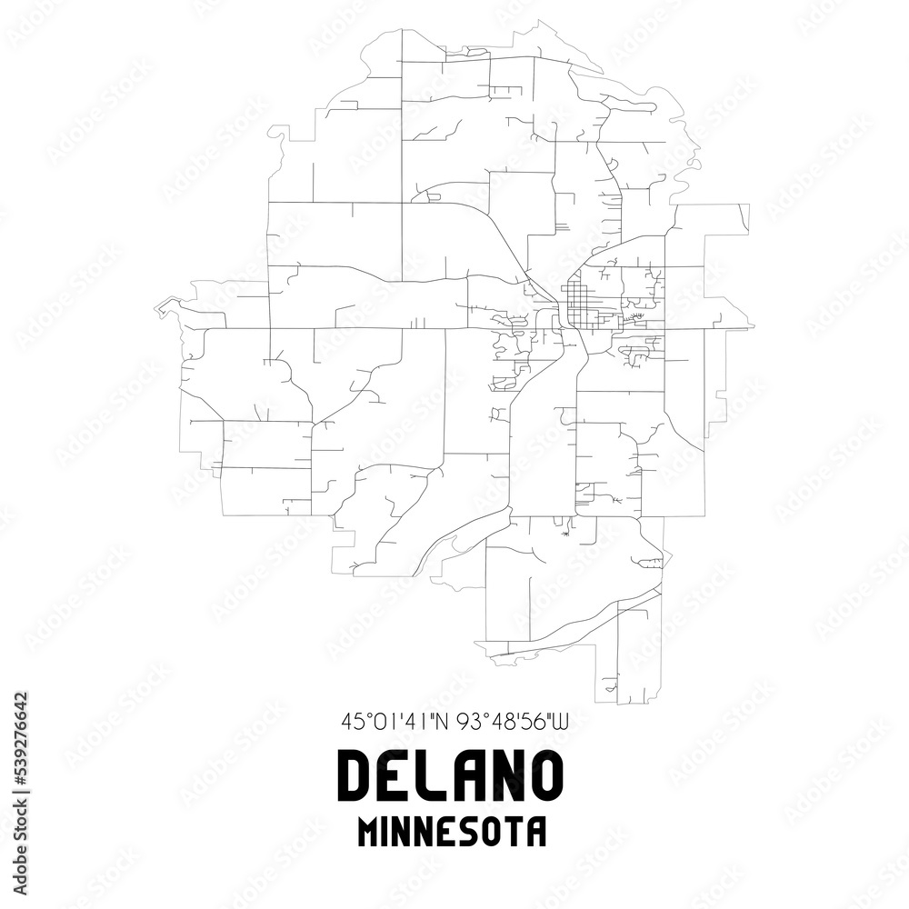 Fototapeta mapa świata dla dzieci Delano Minnesota. US street map with ...