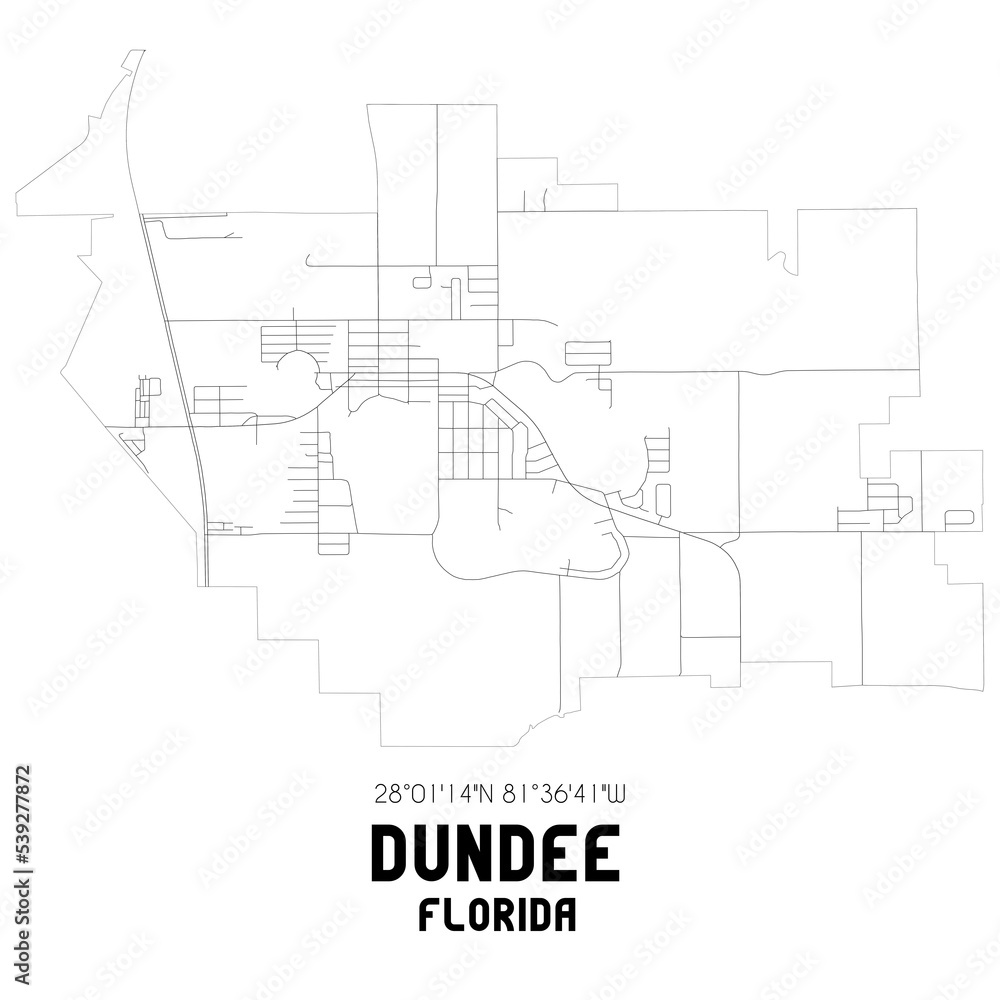 Dundee Florida. US street map with black and white lines. Stock ...