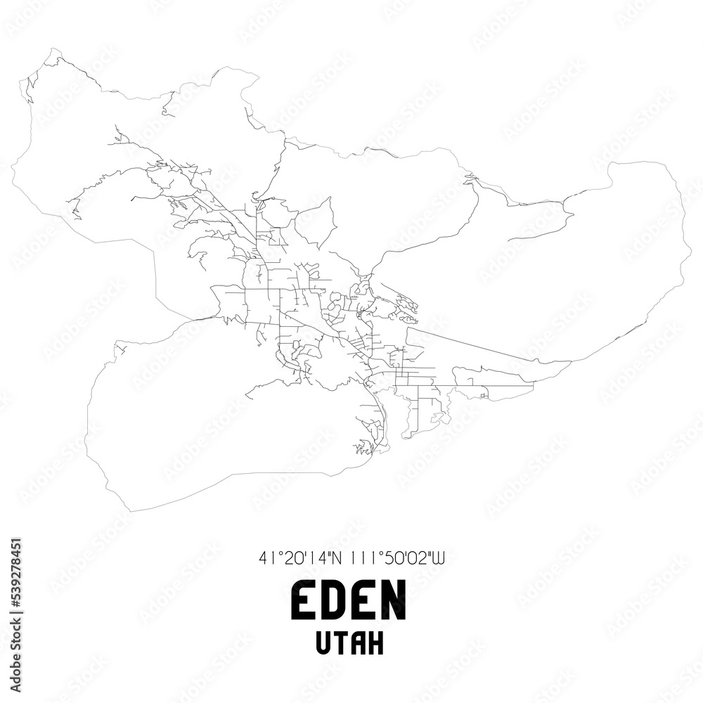 Eden Utah. US street map with black and white lines. Stock Illustration ...