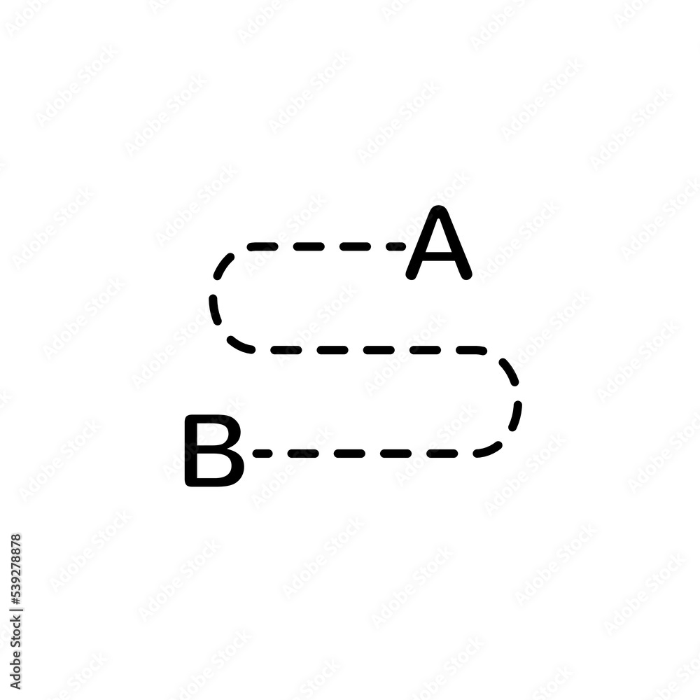 From point A to point B outline icon. linear style sign for mobile ...