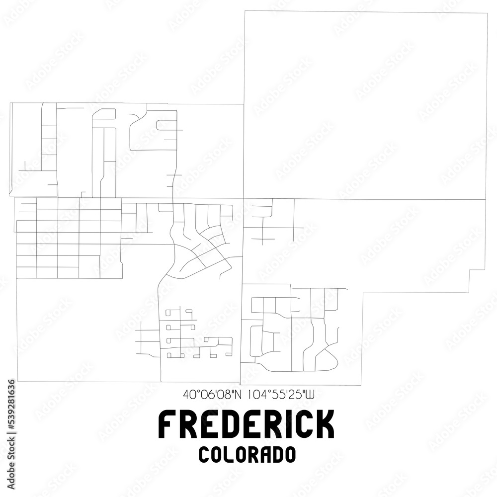 Frederick Colorado. US street map with black and white lines. Stock ...