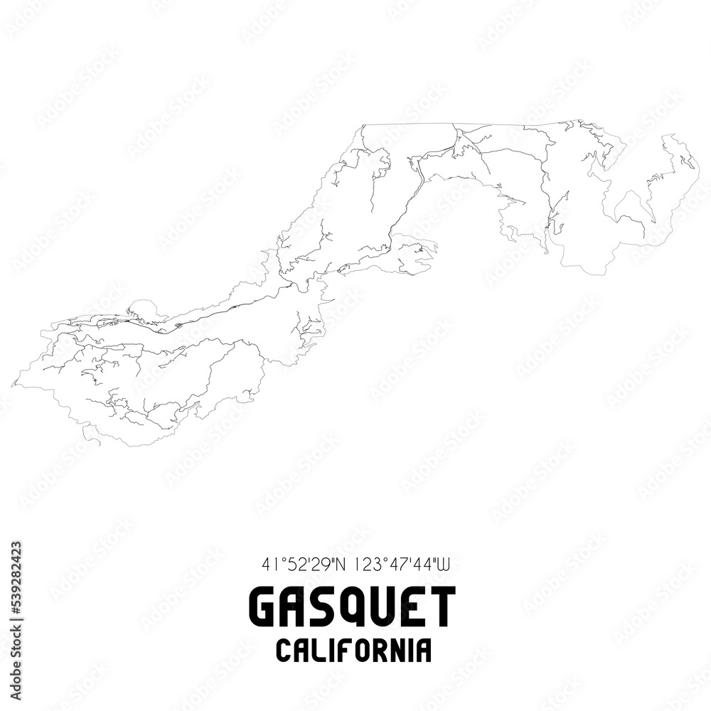 Gasquet California. US street map with black and white lines. Stock ...