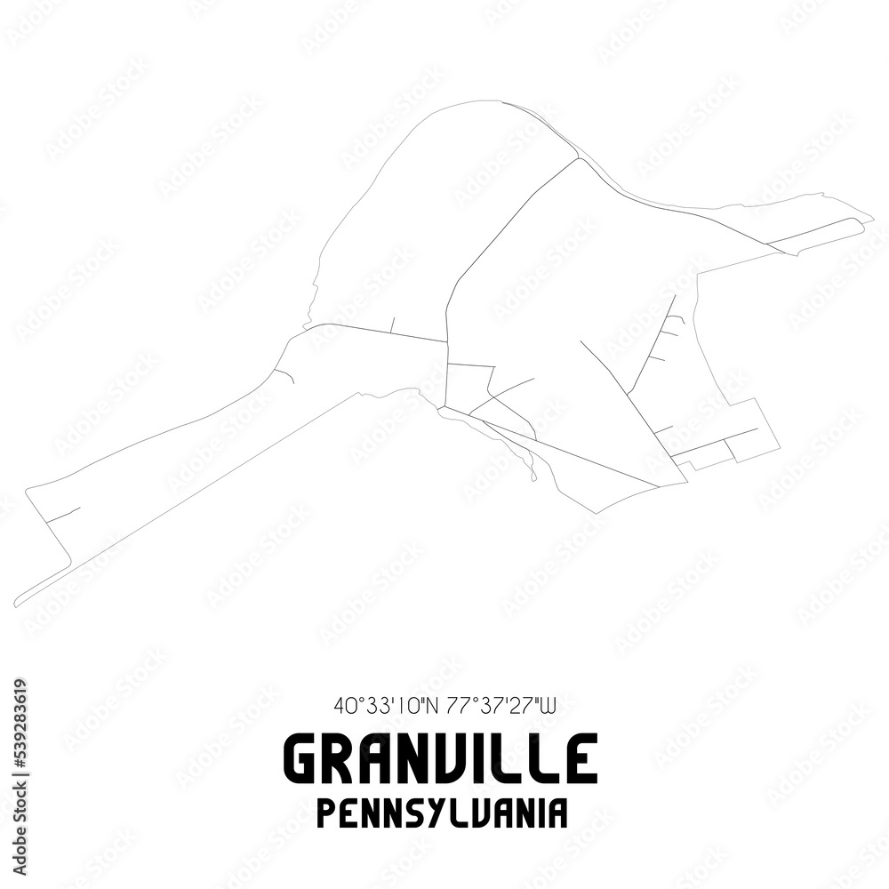Granville Pennsylvania. US street map with black and white lines. Stock ...