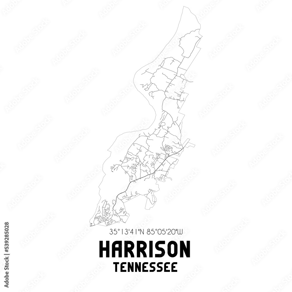 Harrison Tennessee. US street map with black and white lines. Stock ...