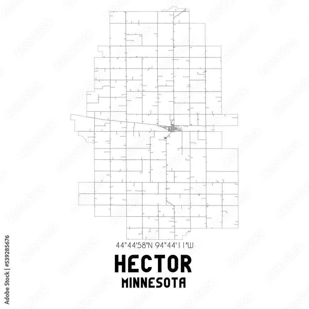 Hector Minnesota. US street map with black and white lines. Stock ...
