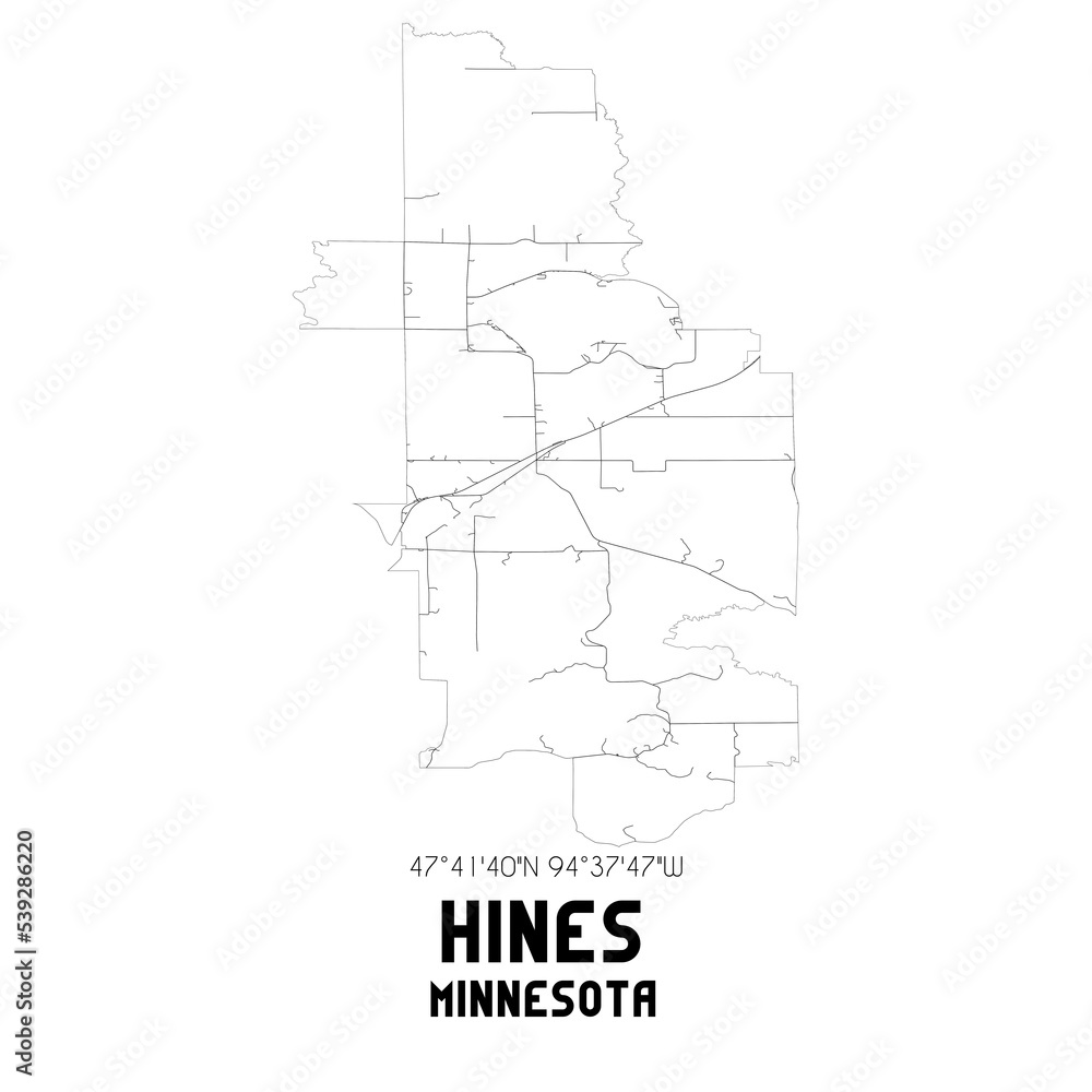 Fototapeta mapa świata dla dzieci Hines Minnesota. US street map with ...