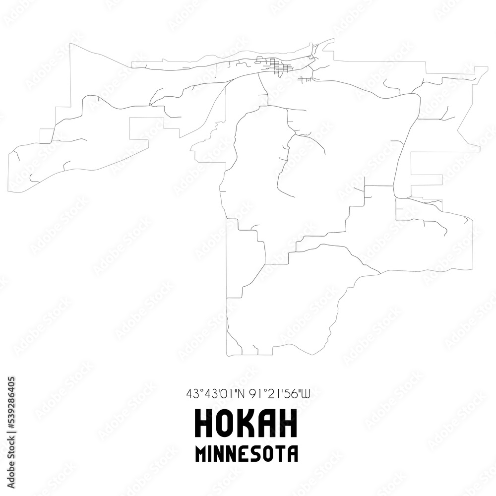 Hokah Minnesota. US street map with black and white lines. Stock ...
