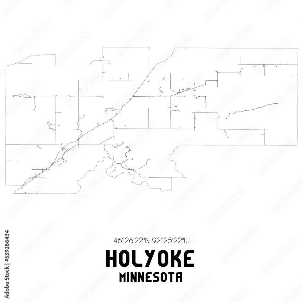 Holyoke Minnesota. US street map with black and white lines. Stock ...