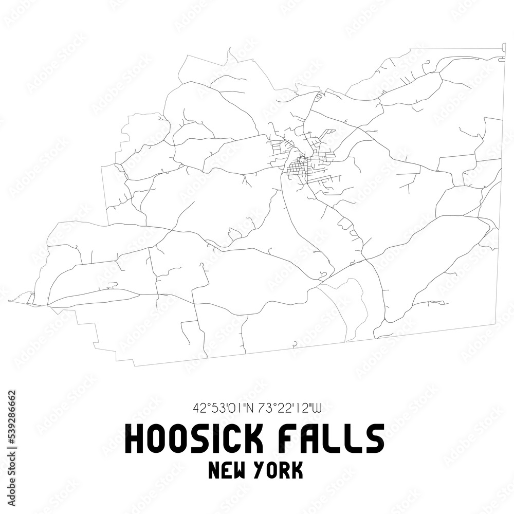 Hoosick Falls New York. US street map with black and white lines. Stock ...