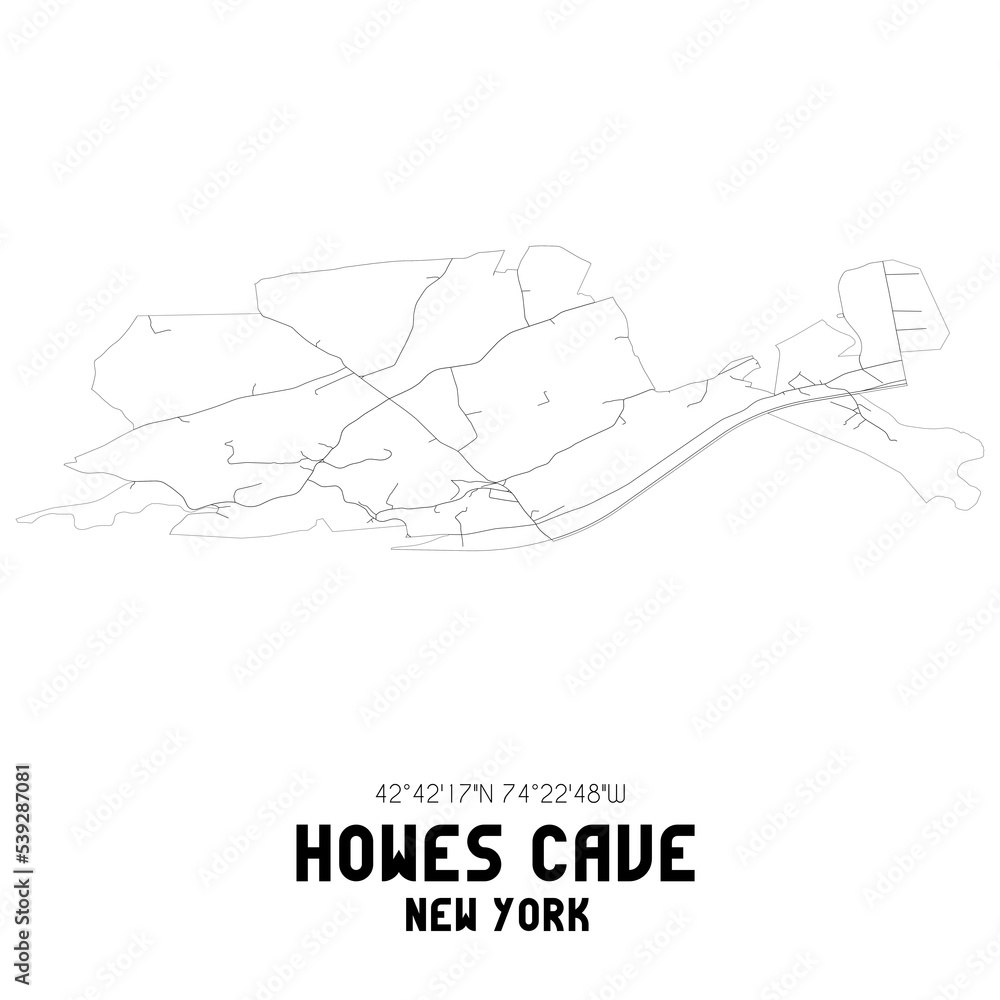 Howes Cave New York. US street map with black and white lines. Stock ...