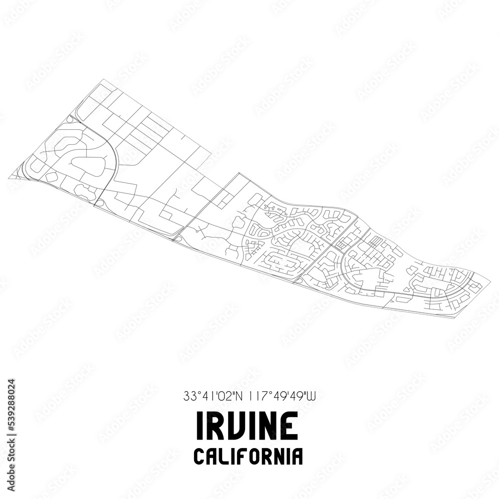 Irvine California. US street map with black and white lines. Stock ...