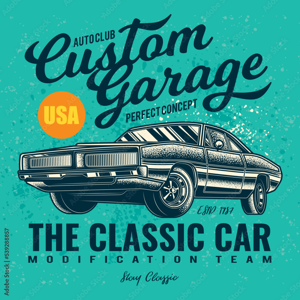 Original Vector Illustration In Vintage Style An Old Vintage Racing
