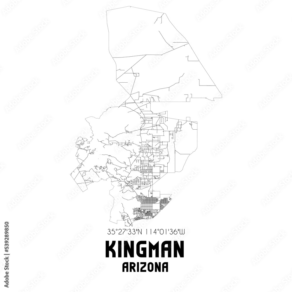 Kingman Arizona. US street map with black and white lines. Stock ...