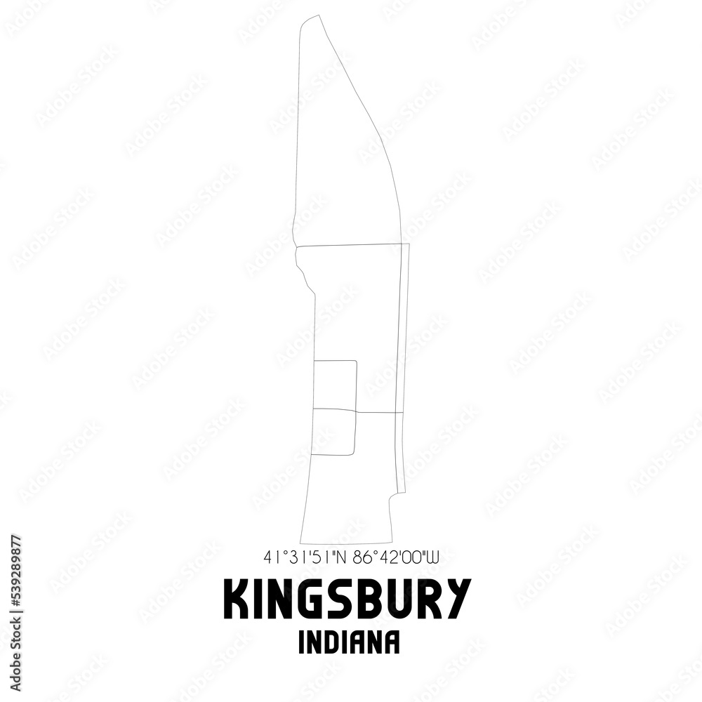 Kingsbury Indiana. US street map with black and white lines. Stock ...