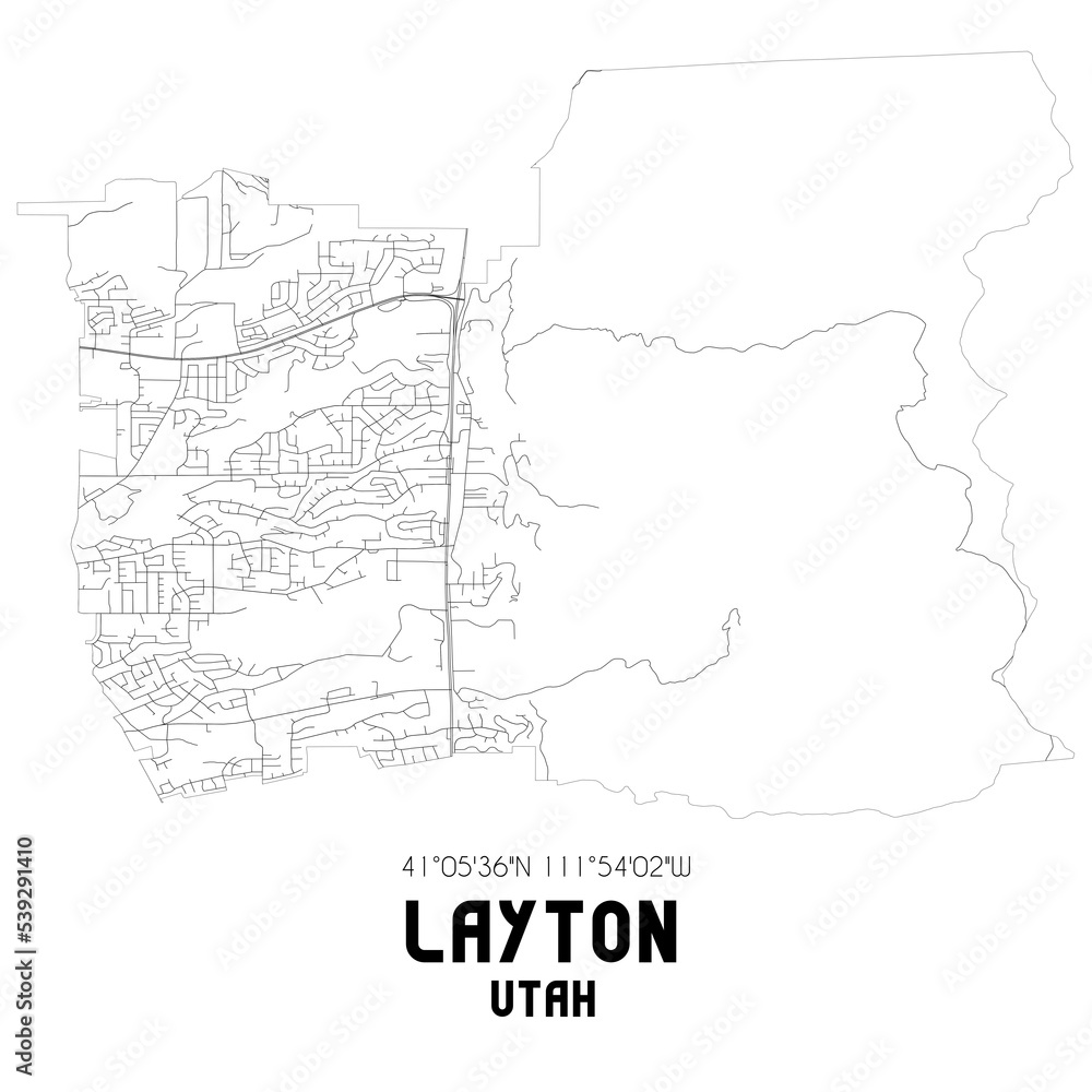 Layton Utah. US street map with black and white lines. Stock ...