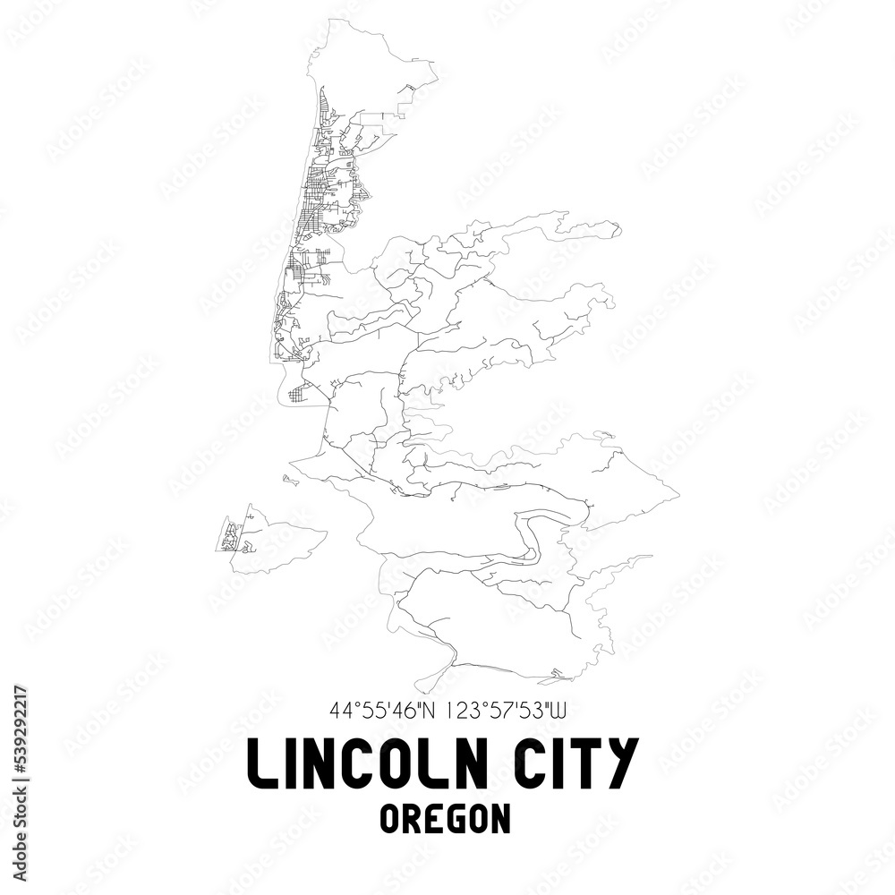 Lincoln City Oregon US Street Map With Black And White Lines Stock lincoln-city-oregon-us-street-map-with-black-and-white-lines-stock
