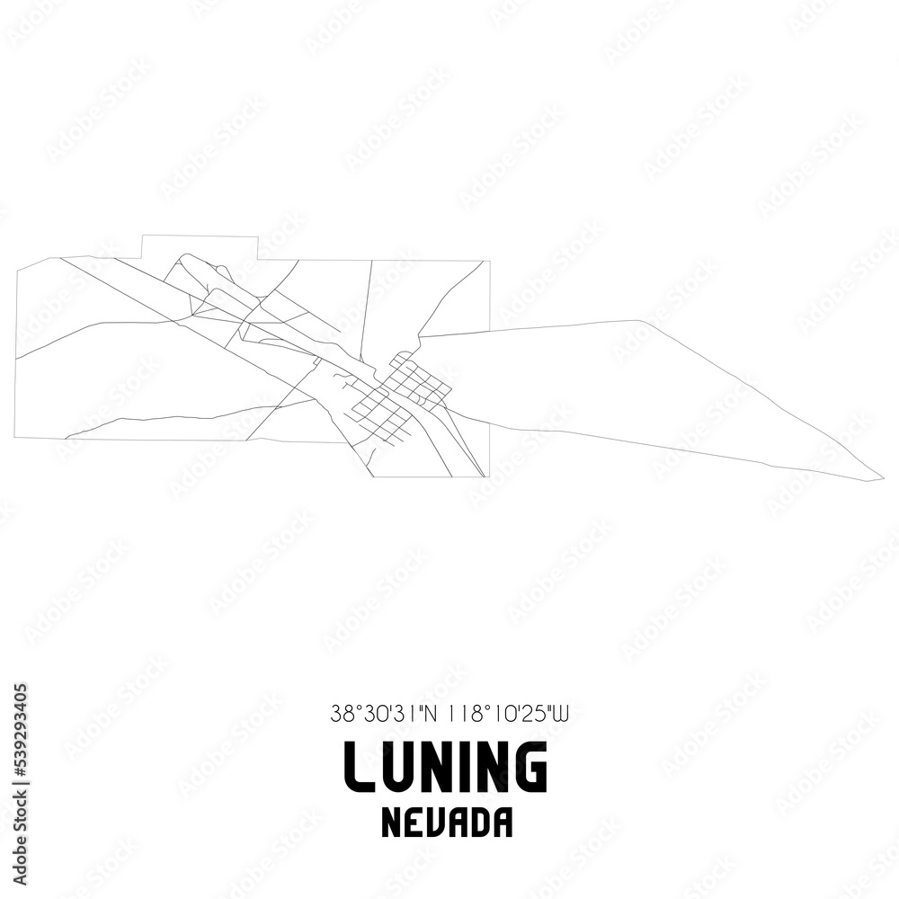 Luning Nevada. US street map with black and white lines. Stock ...