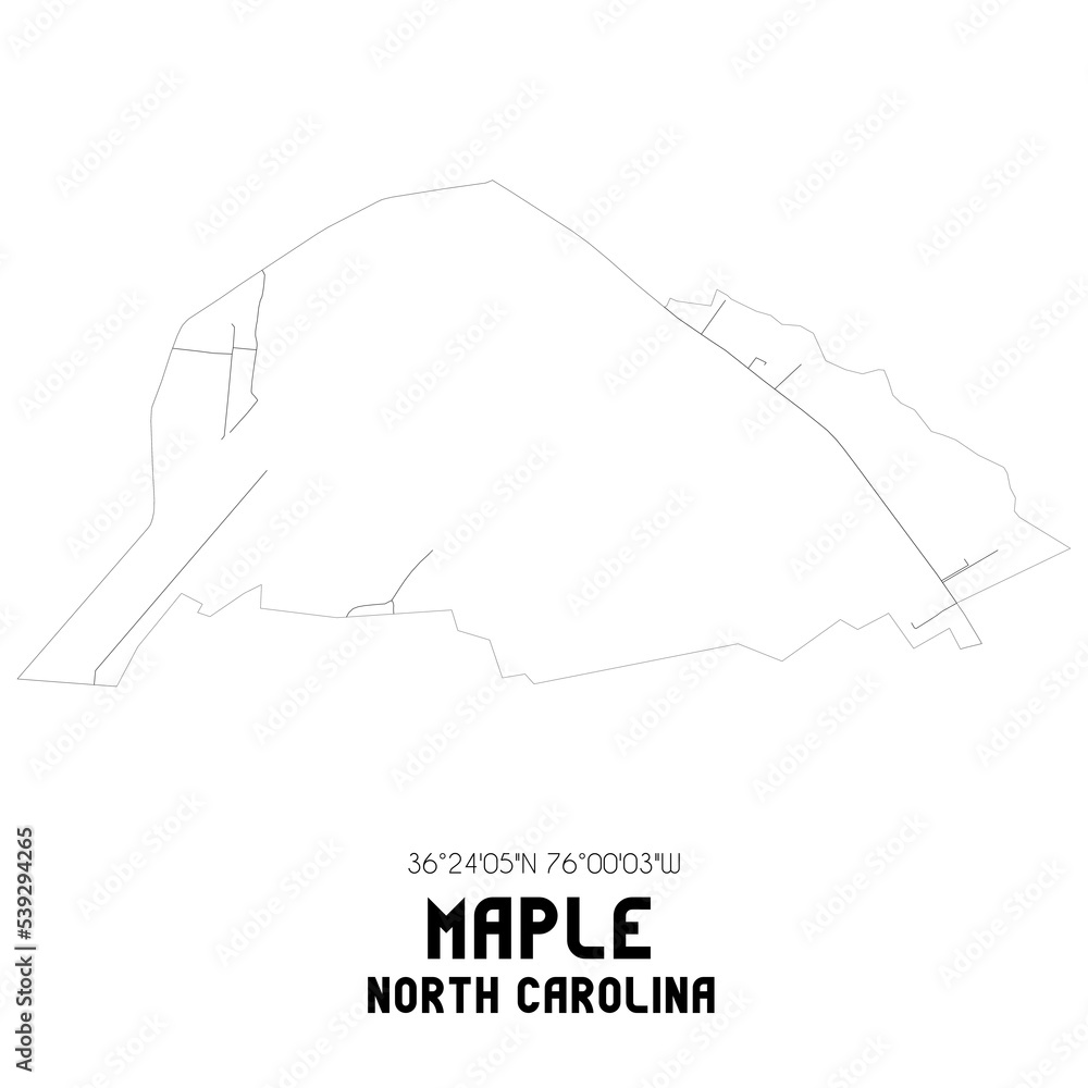 Maple North Carolina. US street map with black and white lines. Stock ...