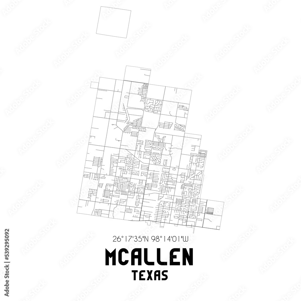 Mcallen Texas. US street map with black and white lines. Stock ...