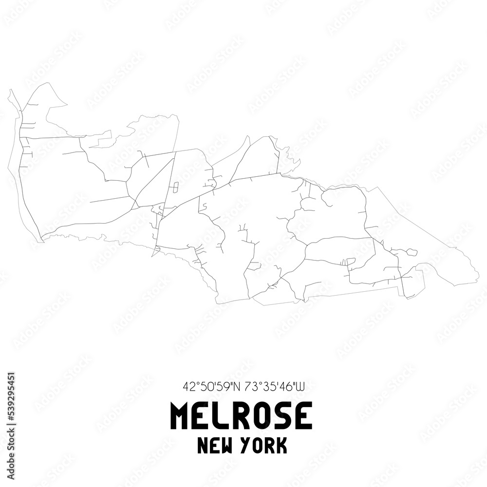 Melrose New York. US street map with black and white lines. Stock ...