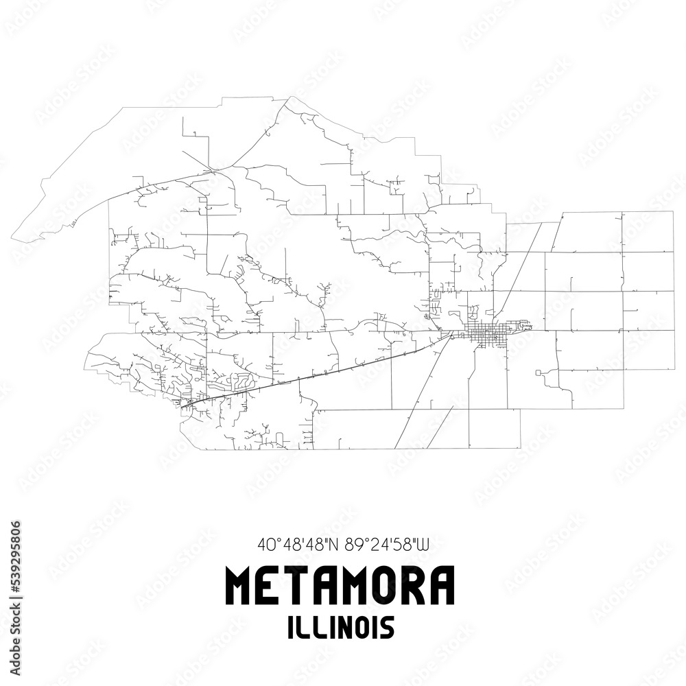 Metamora Illinois. US street map with black and white lines. Stock ...