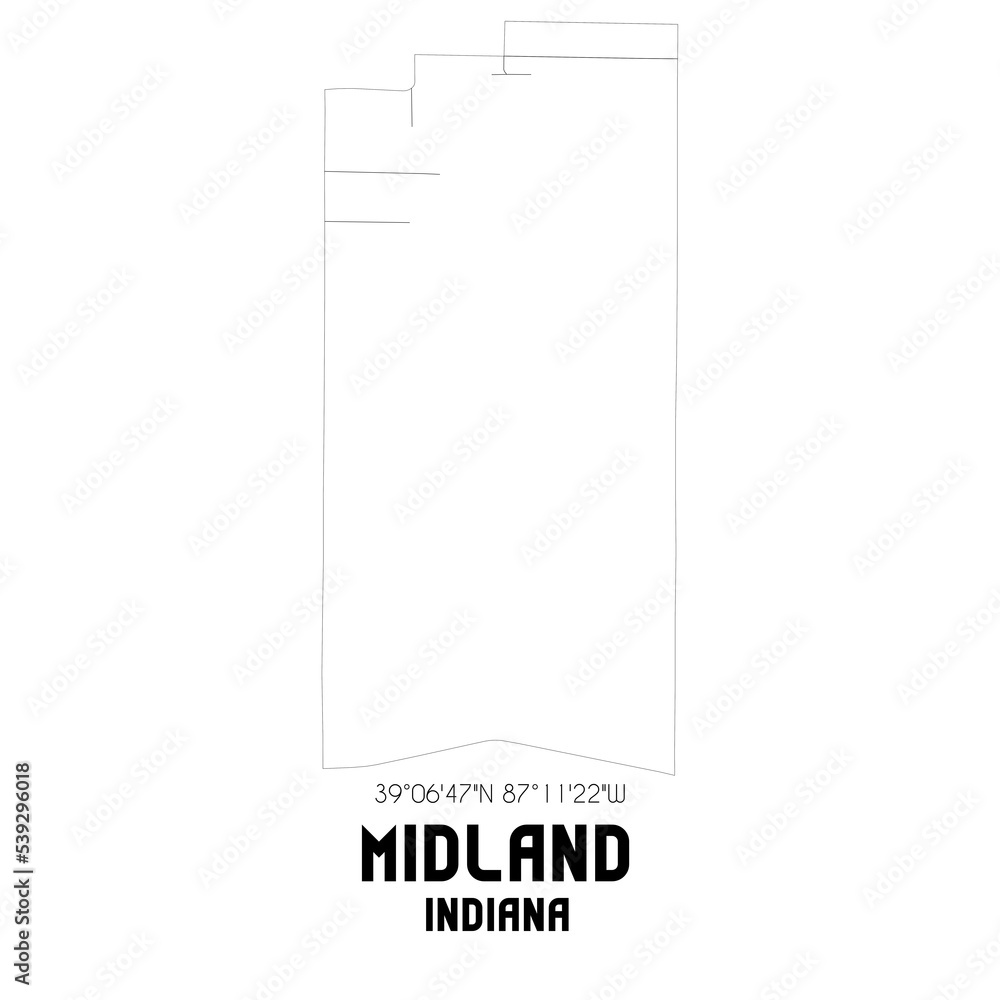 Midland Indiana. US street map with black and white lines. Stock ...