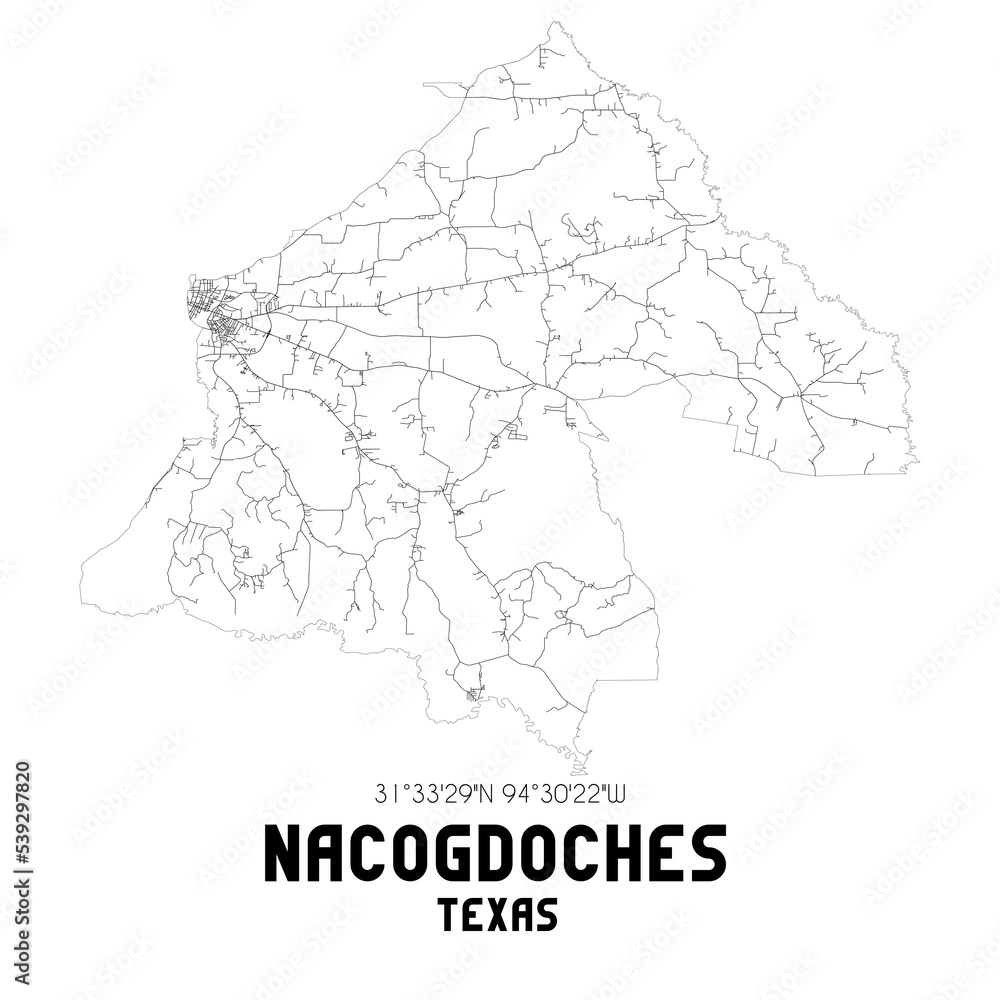 Nacogdoches Texas. US street map with black and white lines. Stock ...