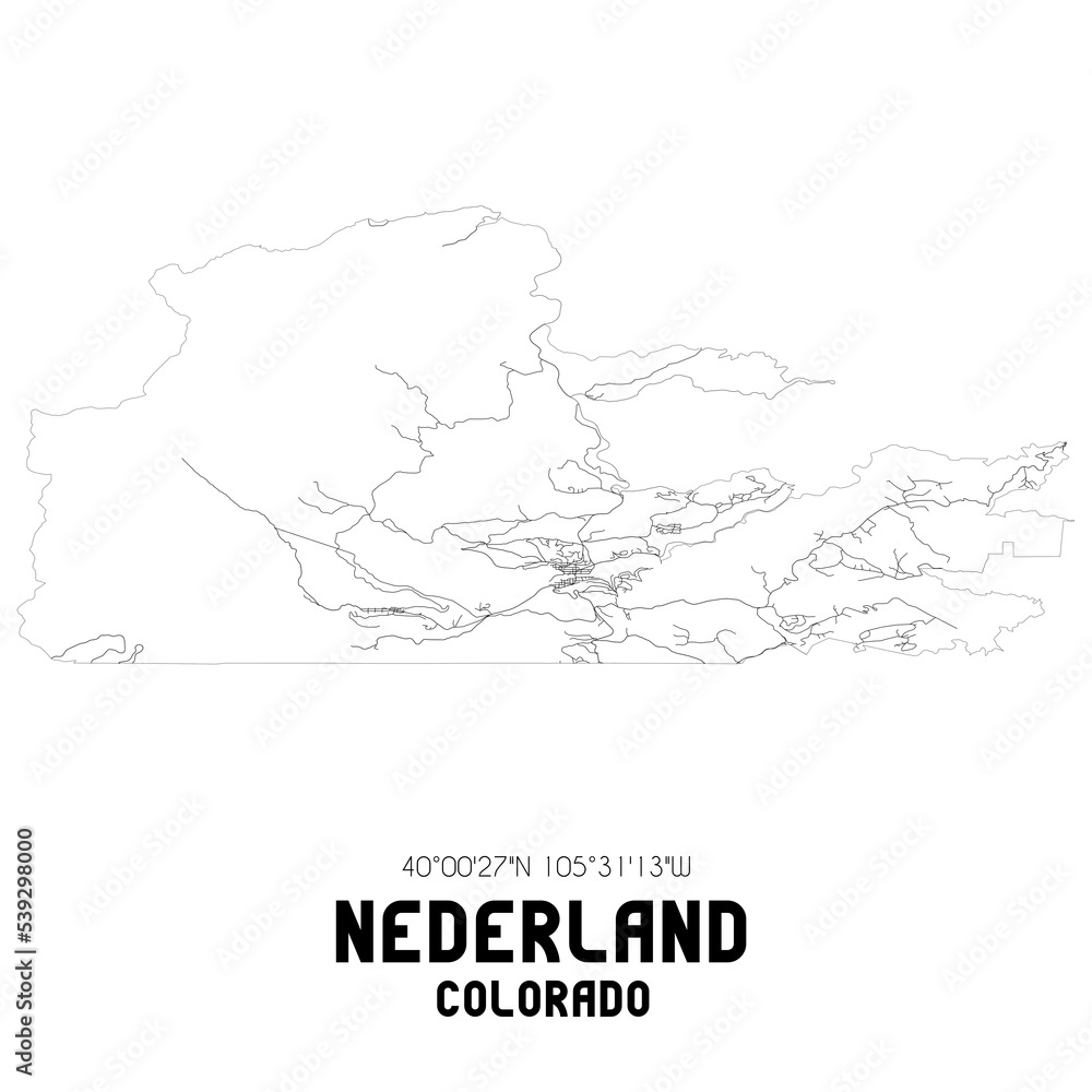 Nederland Colorado. US street map with black and white lines. Stock ...