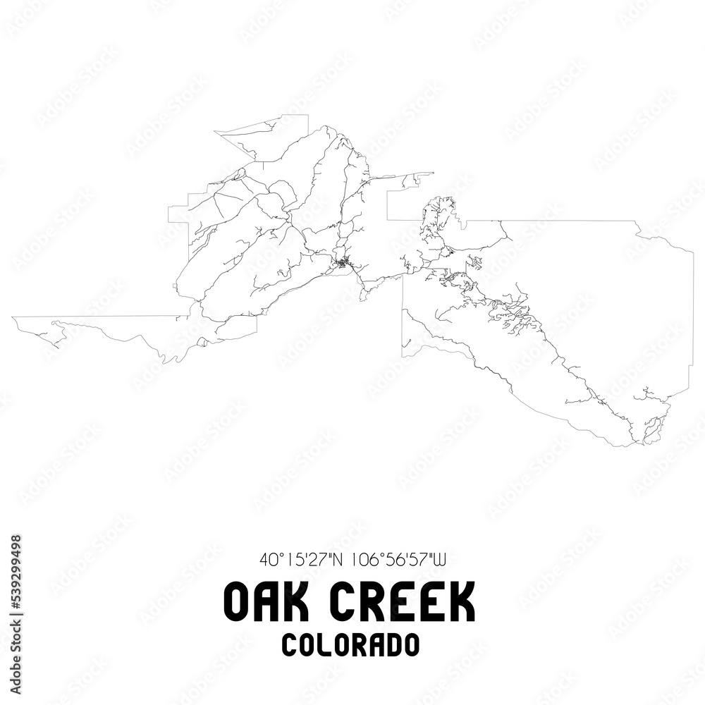 Oak Creek Colorado. US street map with black and white lines. Stock ...