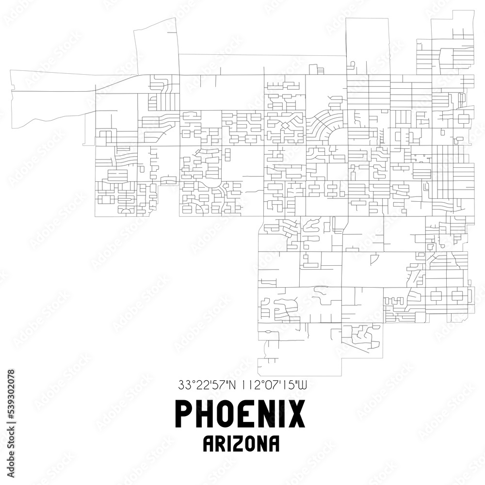 Phoenix Arizona. US street map with black and white lines. Stock ...